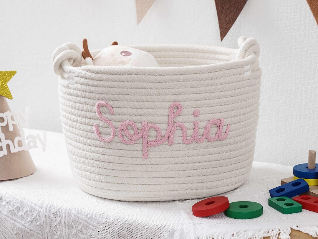Personalized Handmade Basket, Baby Gift, Baby Shower Gift Cotton Rope ...