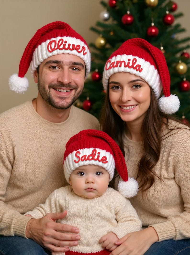 Personalized Santa Hat, Baby Santa Hat, Custom Handmade Hat, Christmas ...