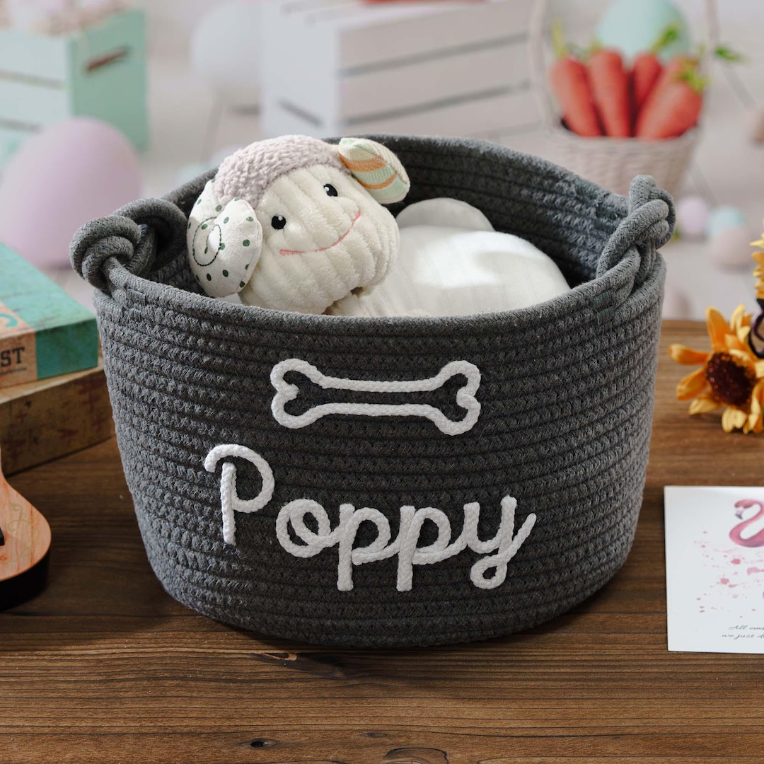 Dog Toy Basket, Personalized Toy Pet Basket, Dog Toy Box Bin Small Pet ...