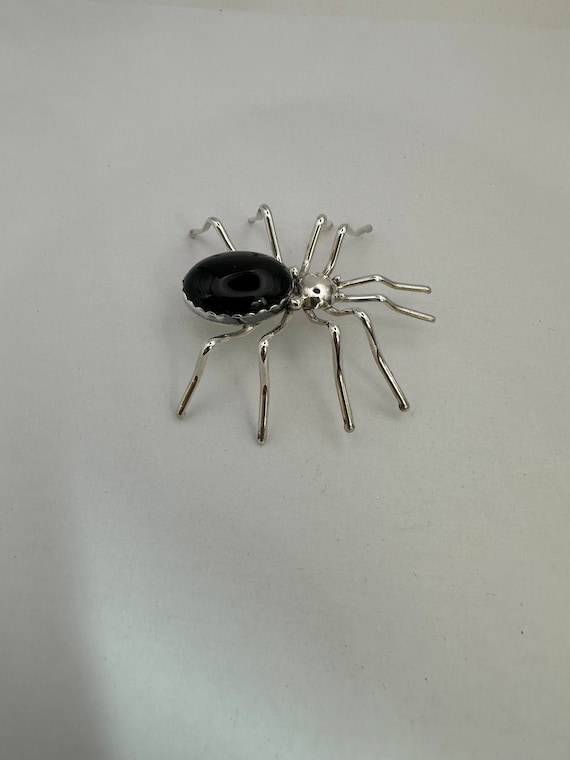 Vintage Sterling Silver Black Widow Spider Pin / Broo… - Gem