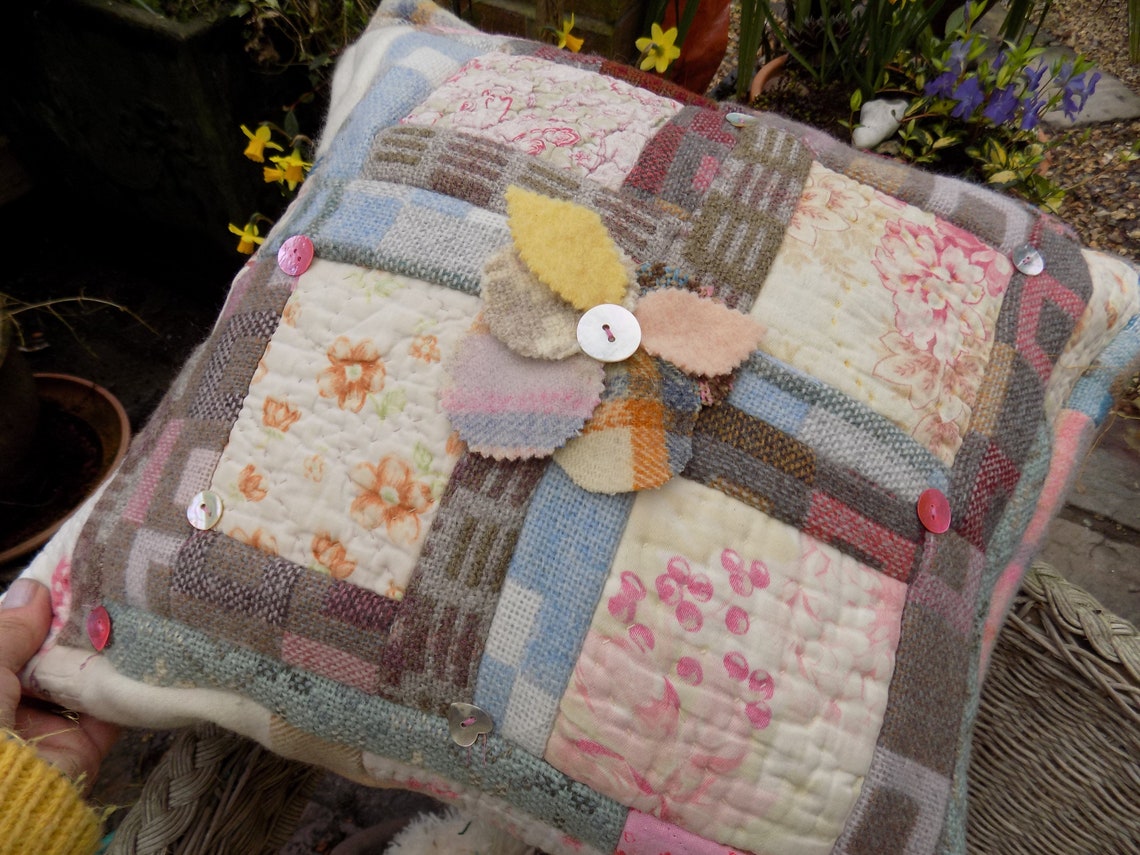 A Country Cottage Style Unique Hand Made Cushion Created From of a ...