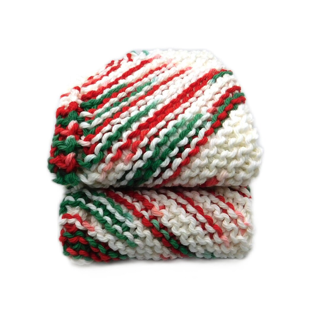 Christmas Knitted Dishcloth Washcloth Washrag Dishrag, Cotton, Set of 2 ...