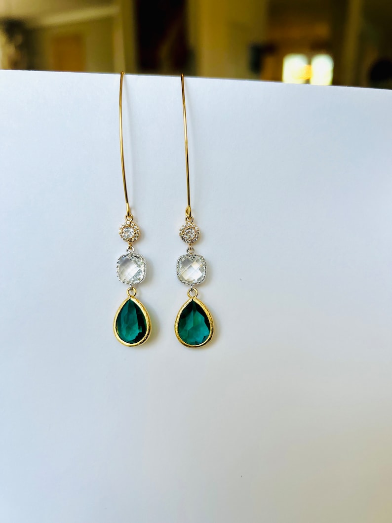 Emerald Green Dangle Marquis Earrings, Dangle Earrings. Green Earrings ...