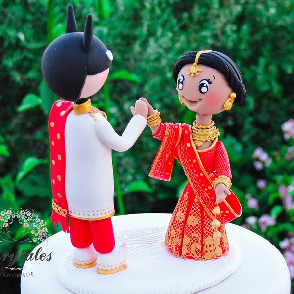 Indian Bride White Groom Cake Topper - Etsy