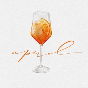 Aperol Spritz Watercolor Illustration | Prosecco Cocktail | Aperol ...