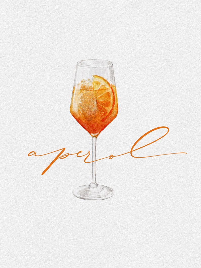 Aperol Spritz Watercolor Illustration | Prosecco Cocktail | Aperol ...
