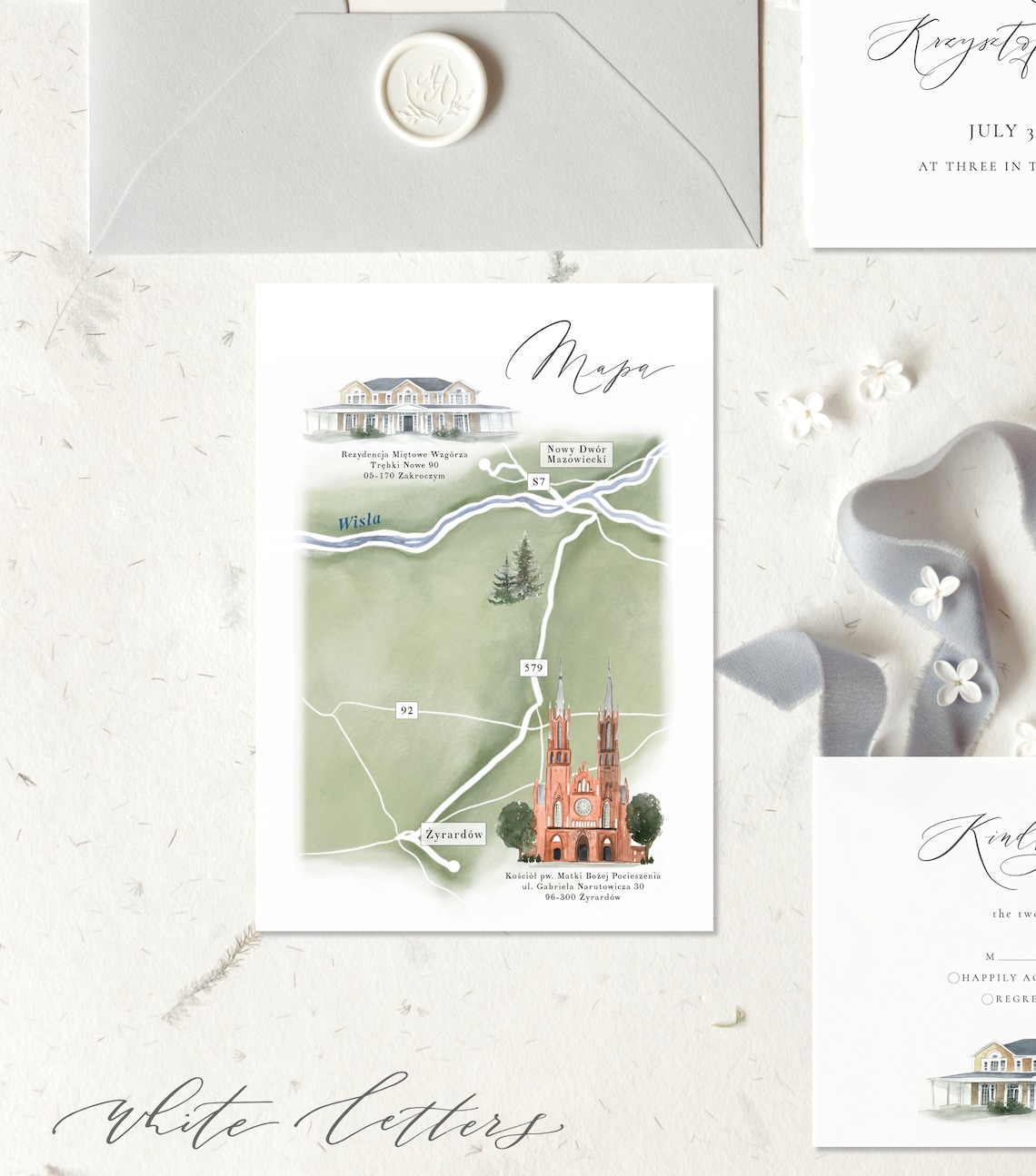 Custom Wedding Map With 2 Venues Custom Wedding Invitation - Etsy