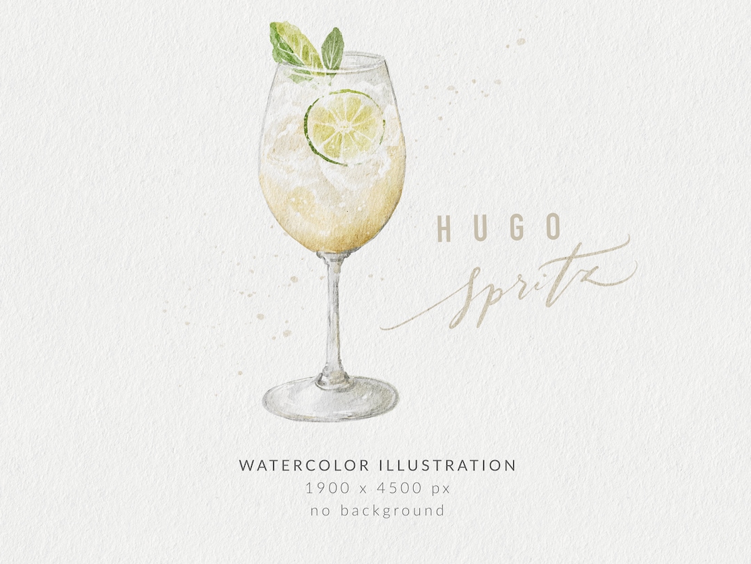 Hugo Spritz Watercolor Illustration | Elderflower Spritz Cocktail ...