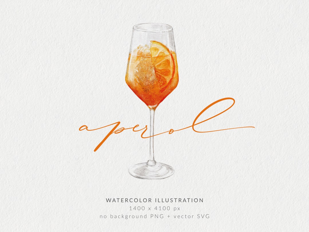 Aperol Spritz Watercolor Illustration | Prosecco Cocktail | Aperol ...