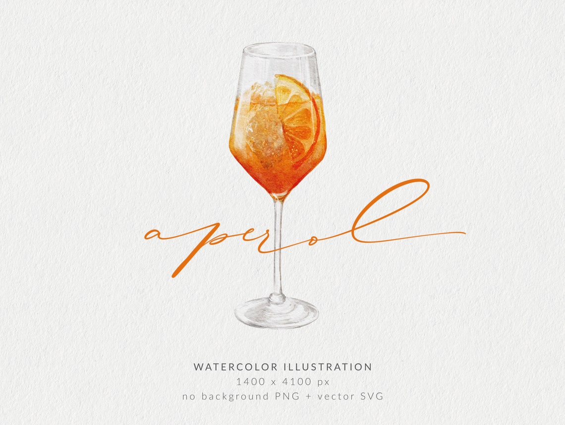 Aperol Spritz Watercolor Illustration | Prosecco Cocktail | Aperol ...