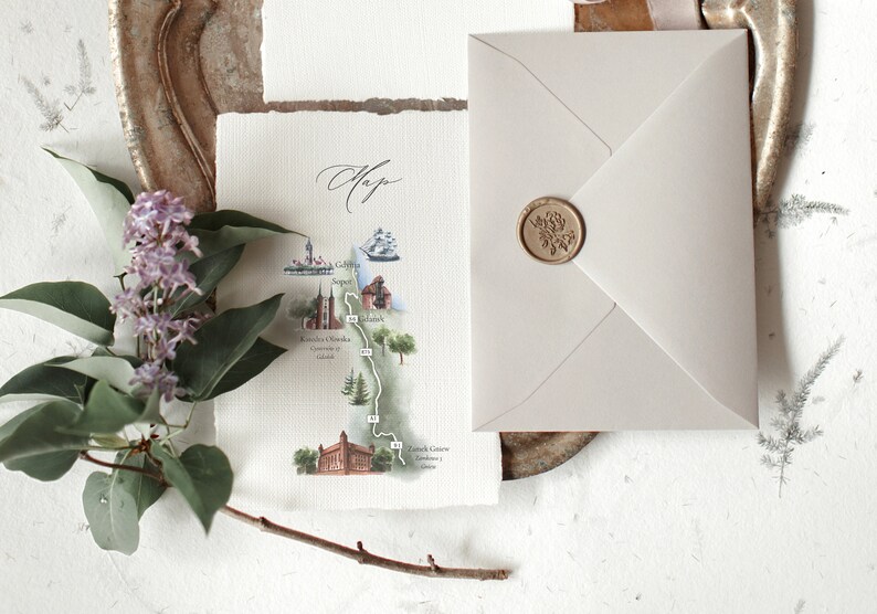 Custom Wedding Map With 2 Venues | Custom Wedding Invitation Map - Etsy