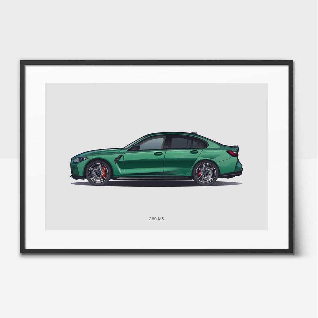 G80 M3 Competition - Car Poster, Illustrated Sports Car Print - Etsy