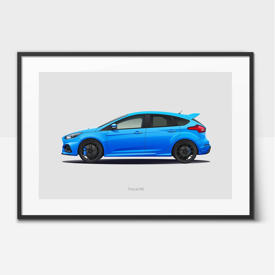 MK3 Focus RS Car Poster, Handmade Illustration, Hot Hatchback Car Print ...