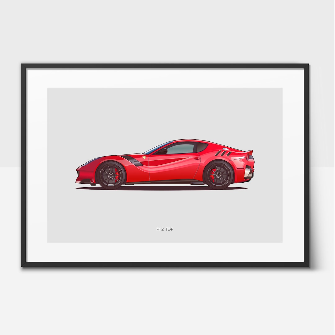 F12 TDF Supercar Poster - Illustrated Car Print - Etsy