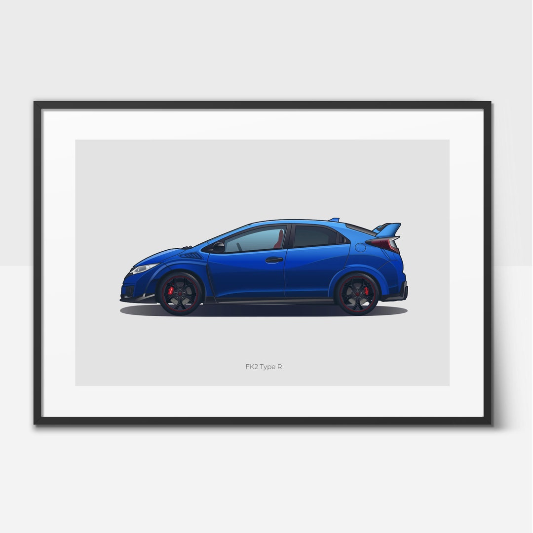 FK2 Civic Type-r - Hot Hatch Poster, Illustrated Car Print - Etsy