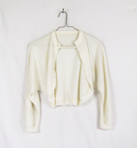Sweet Vintage 1950s Cream Colored Pinup Bolero Sweate… - Gem