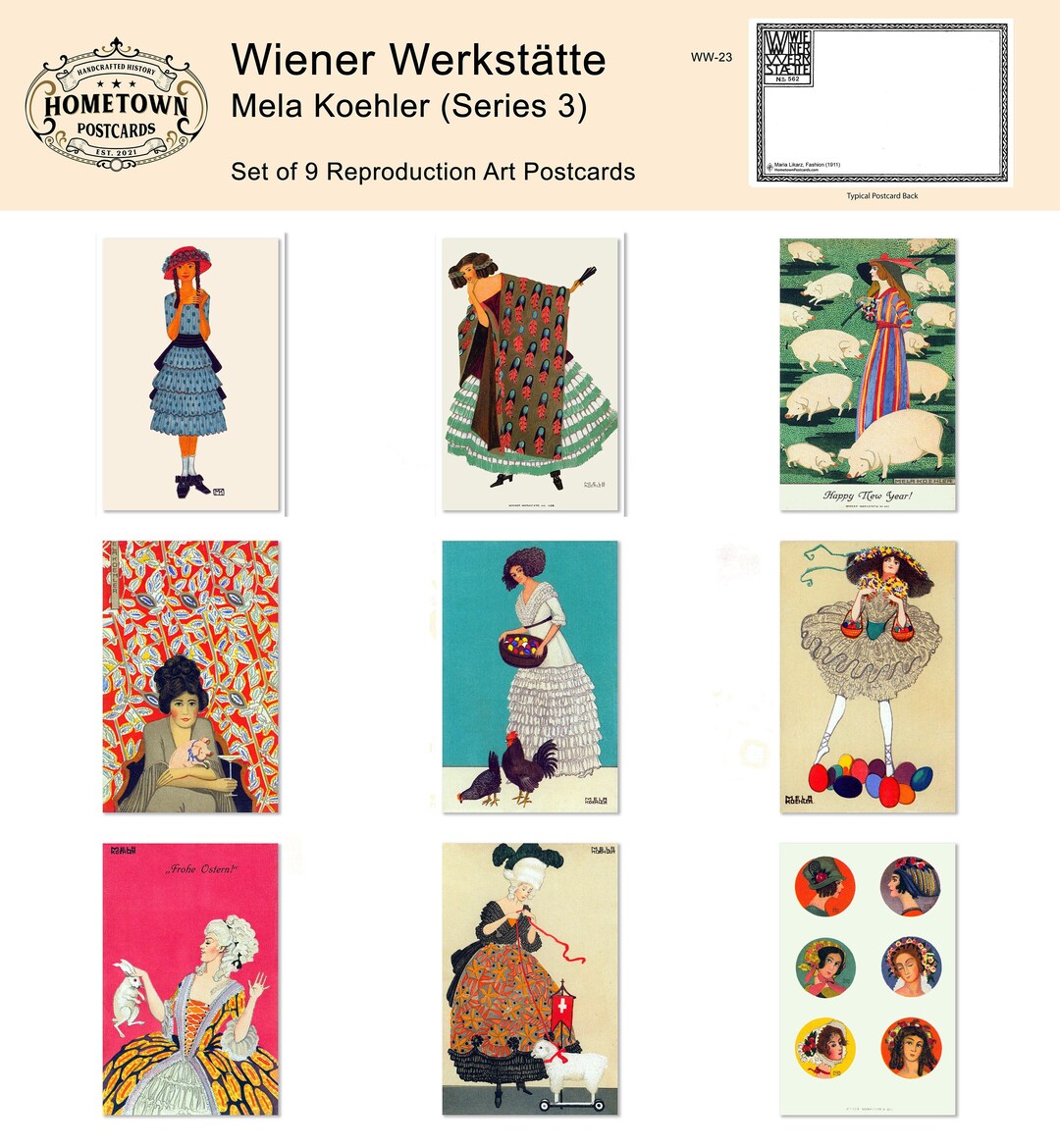 Mela Koehler (series 3) Art Postcards - Set of 9 Wiener Werkstätte ...