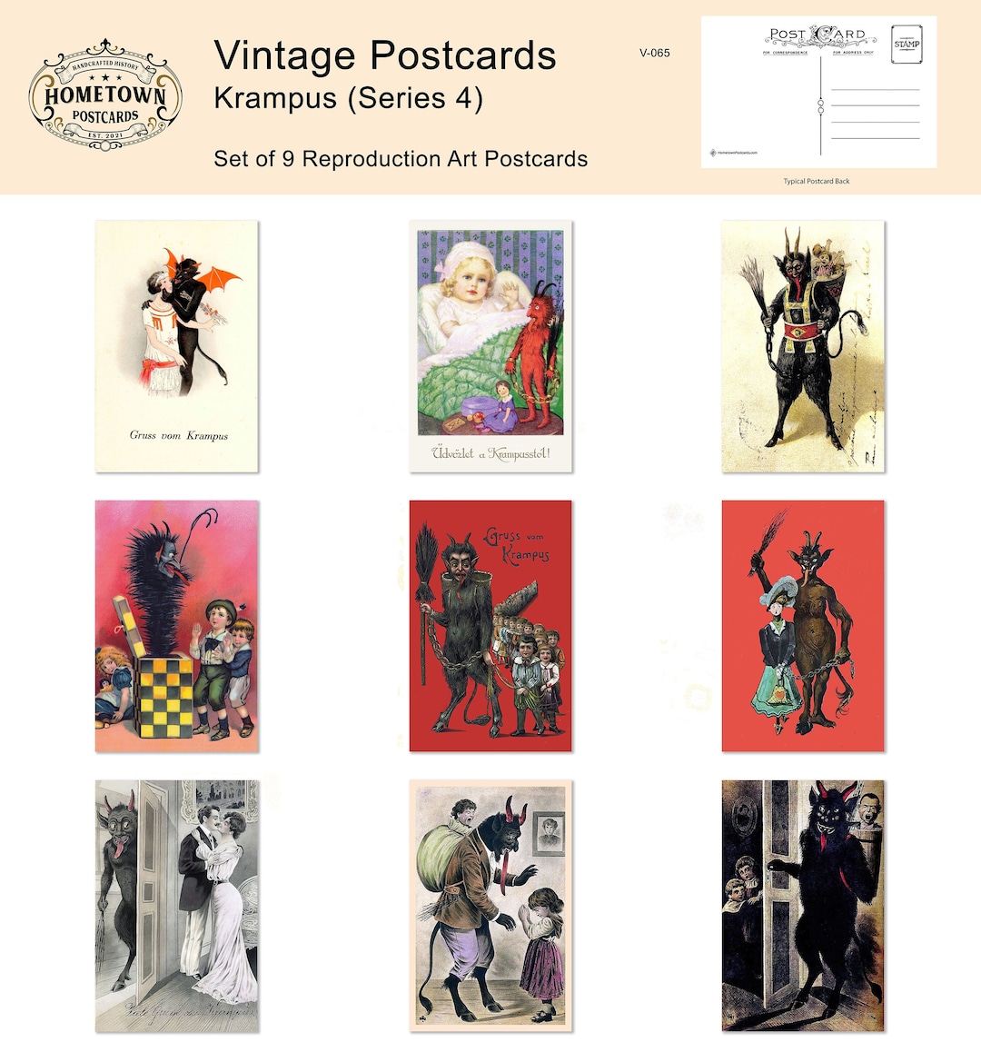 Krampus (series 4) Rare Antique Greeting Postcards - Set of 9 ...