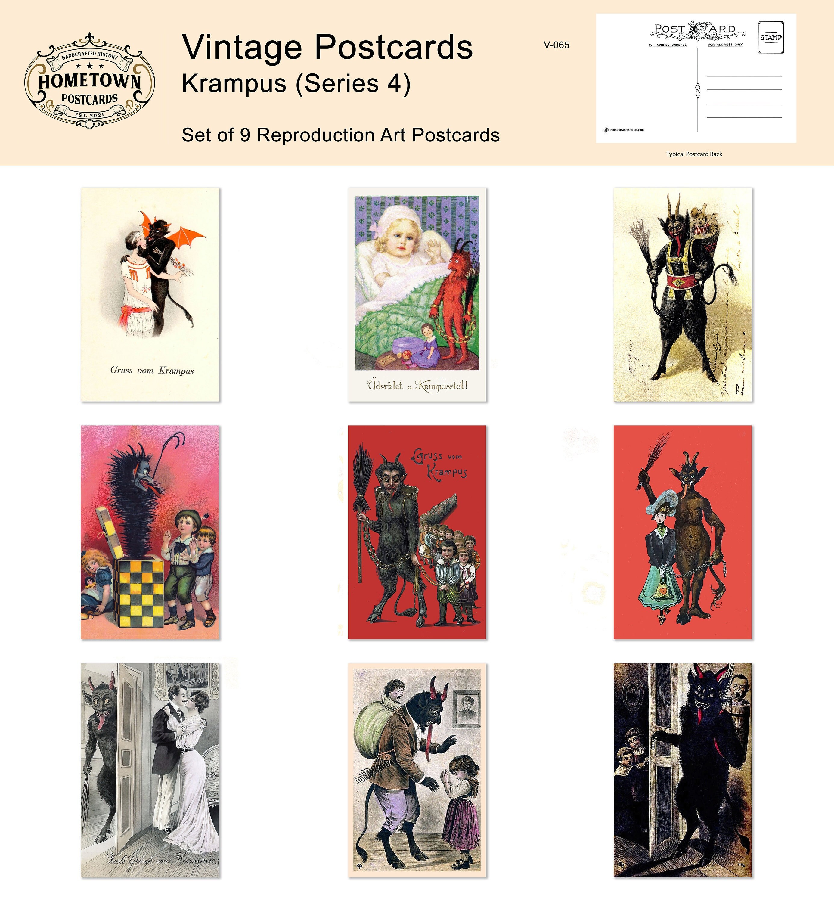Krampus (series 4) Rare Antique Greeting Postcards - Set of 9 ...