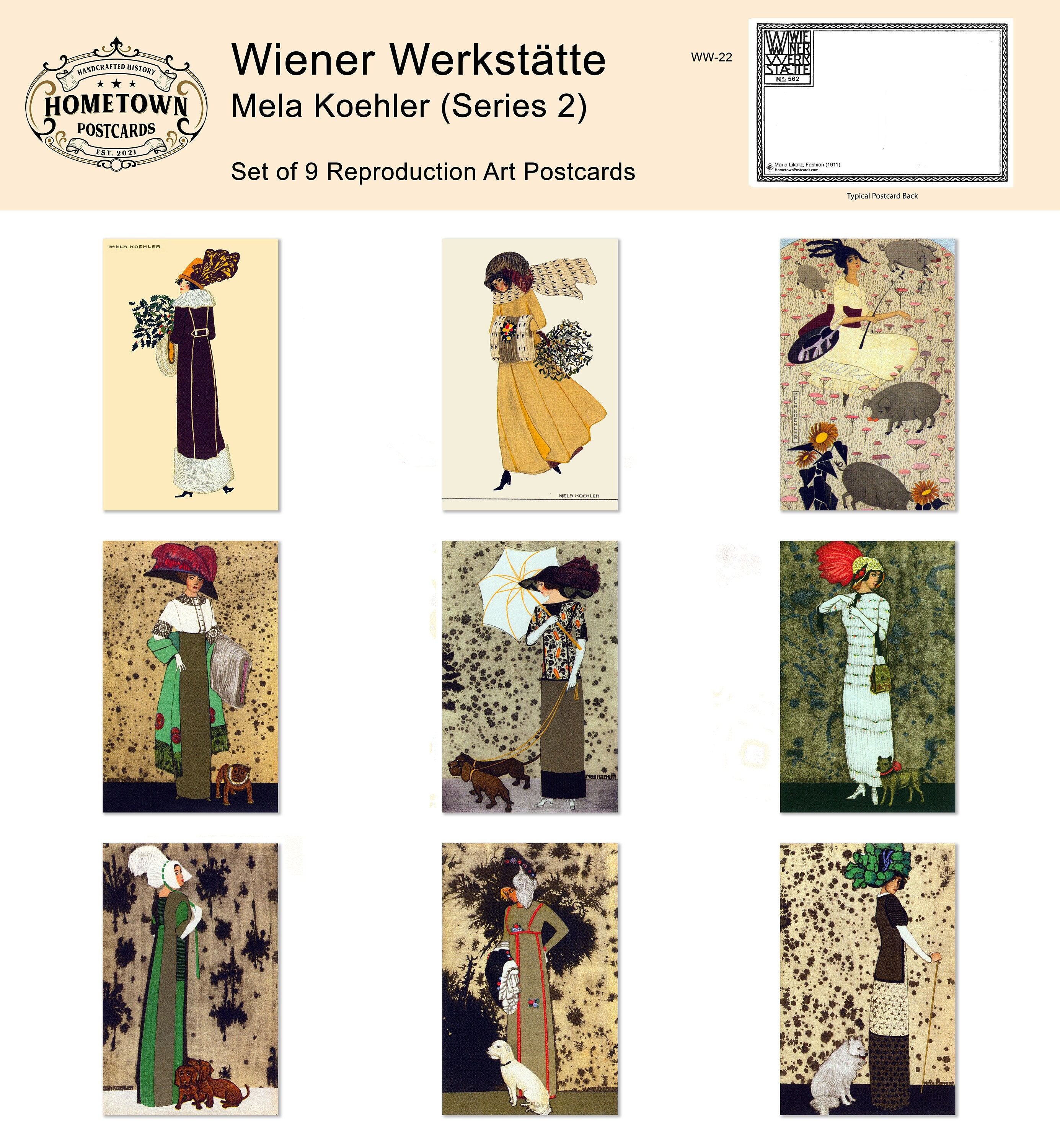 Mela Koehler (series 2) Art Postcards - Set of 9 Wiener Werkstätte ...