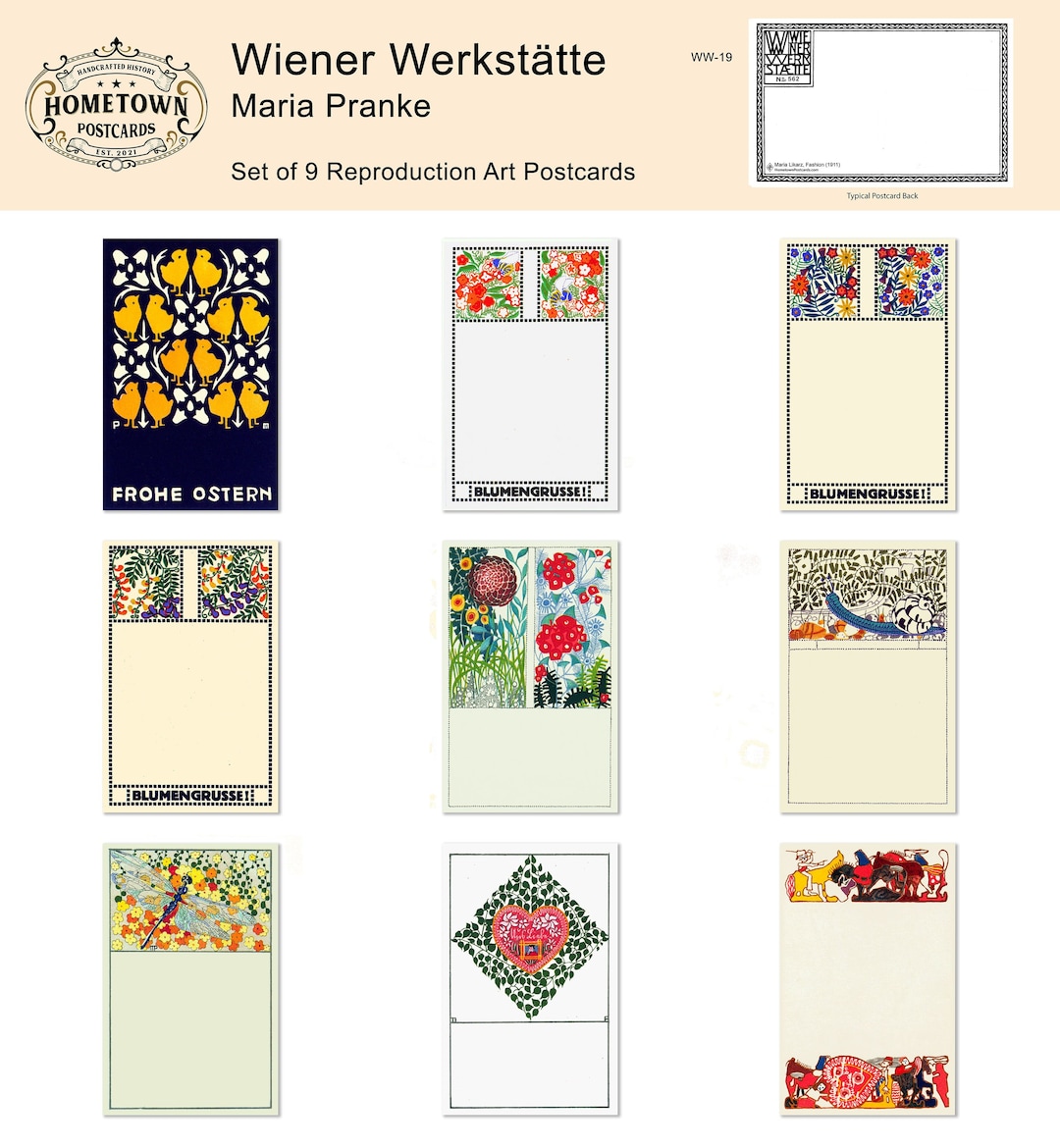 Maria Pranke Art Postcards - Set of 9 Wiener Werkstätte Reproduction ...