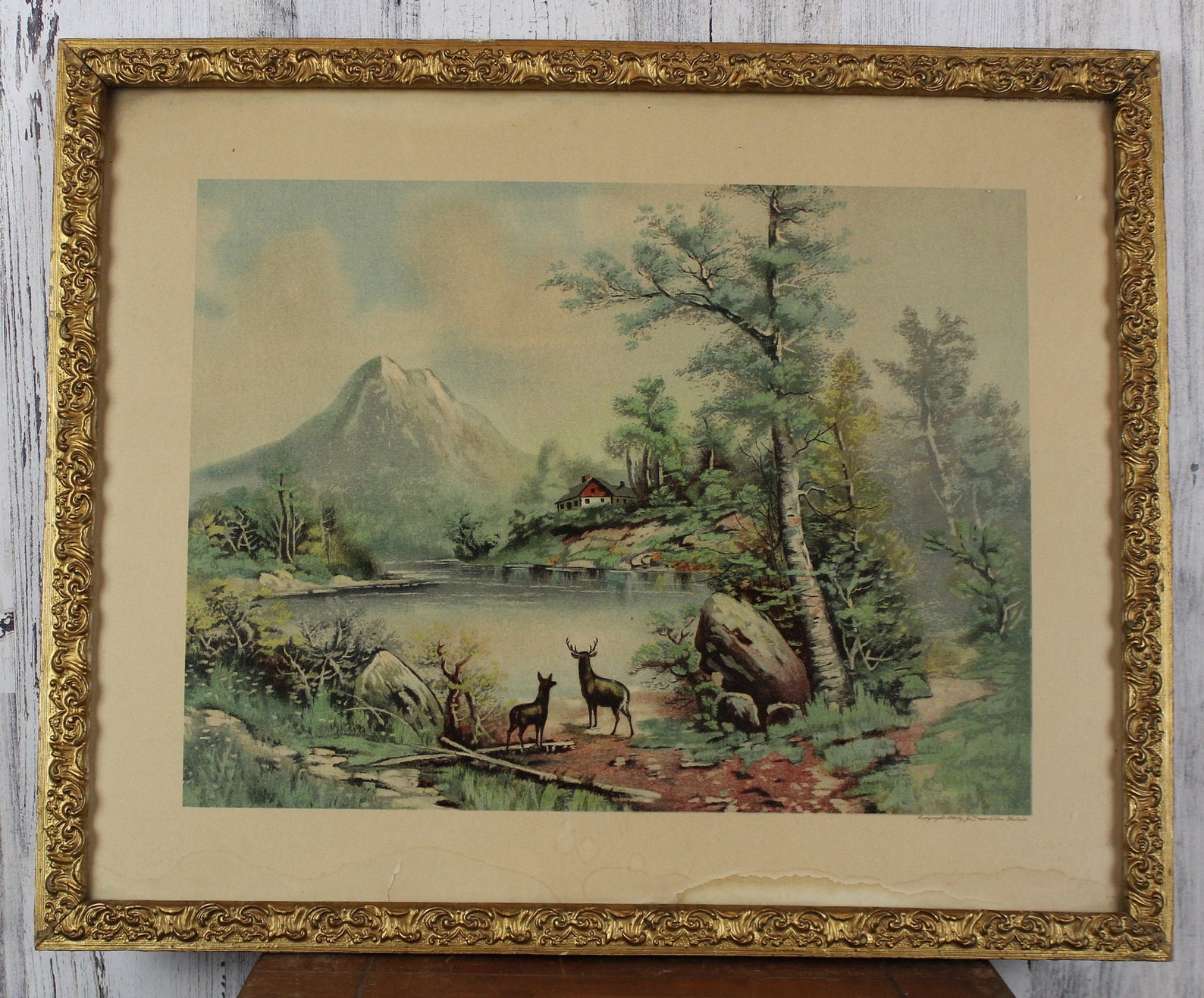 Lovely Antique Lithograph Landscape - Etsy