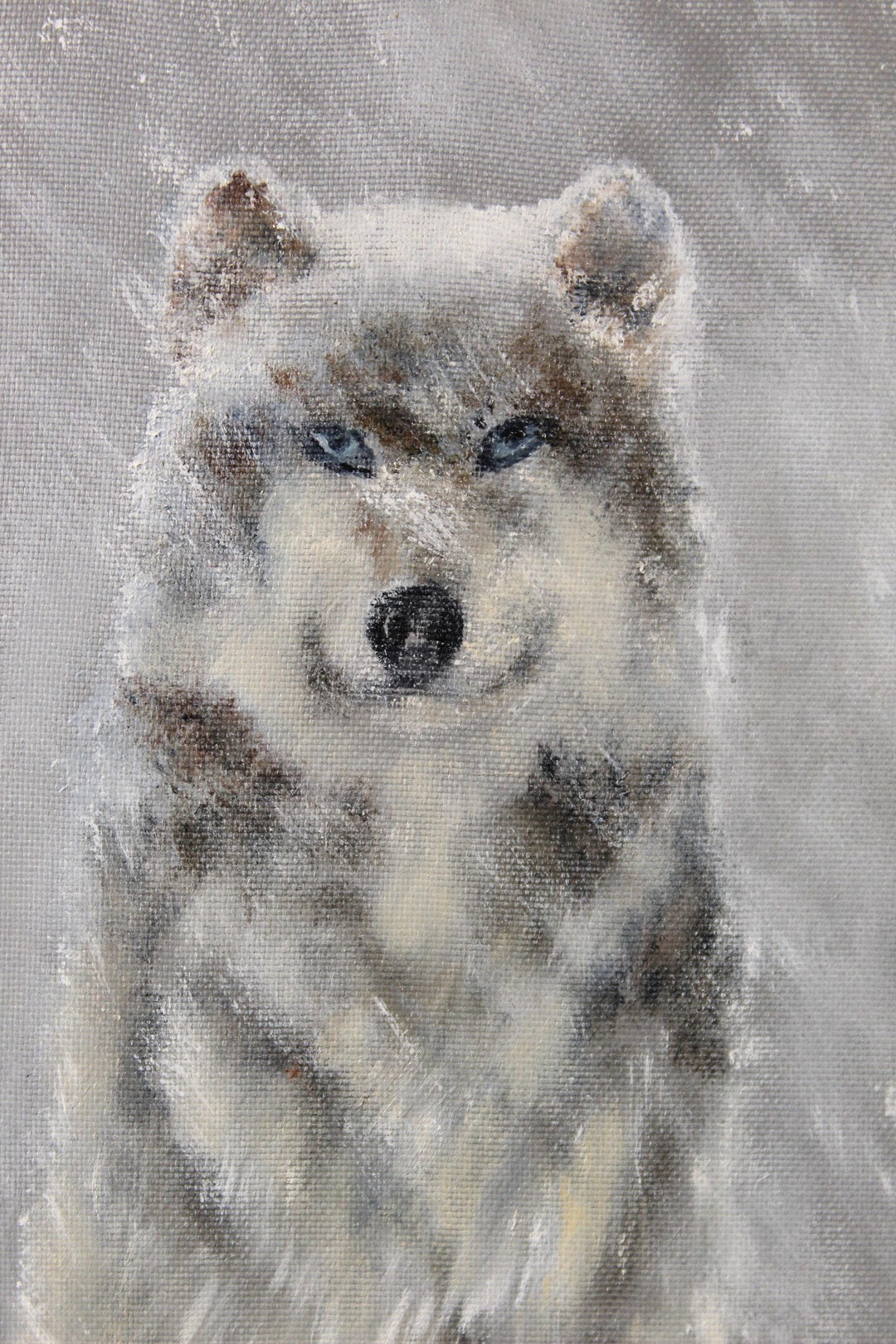 Original Oil on Board Wolf in the Snow Signed Harriet Eggers - Etsy