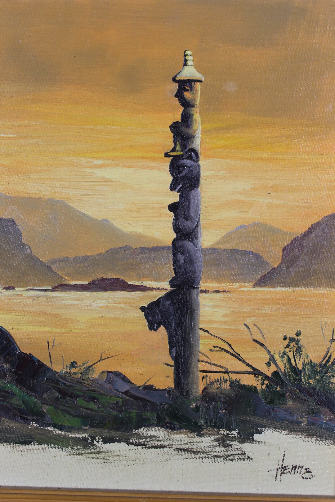 Ellen Henne Goodale Original Oil on Board Totem Midnight Sun - Etsy