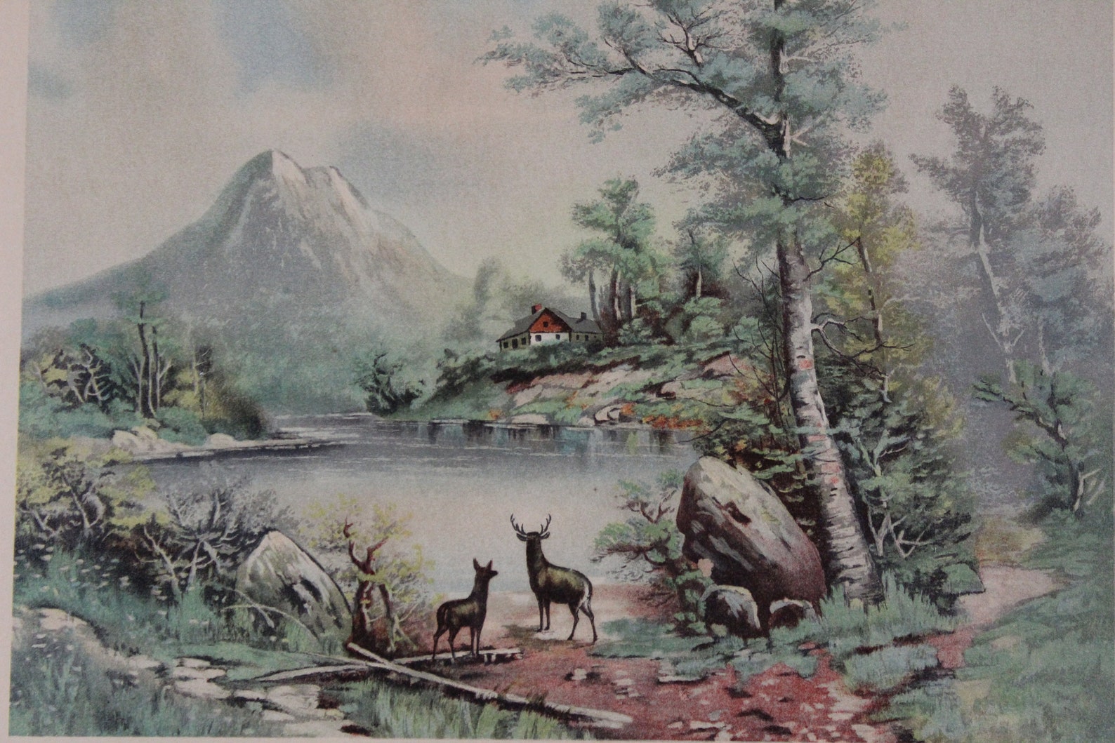 Lovely Antique Lithograph Landscape - Etsy