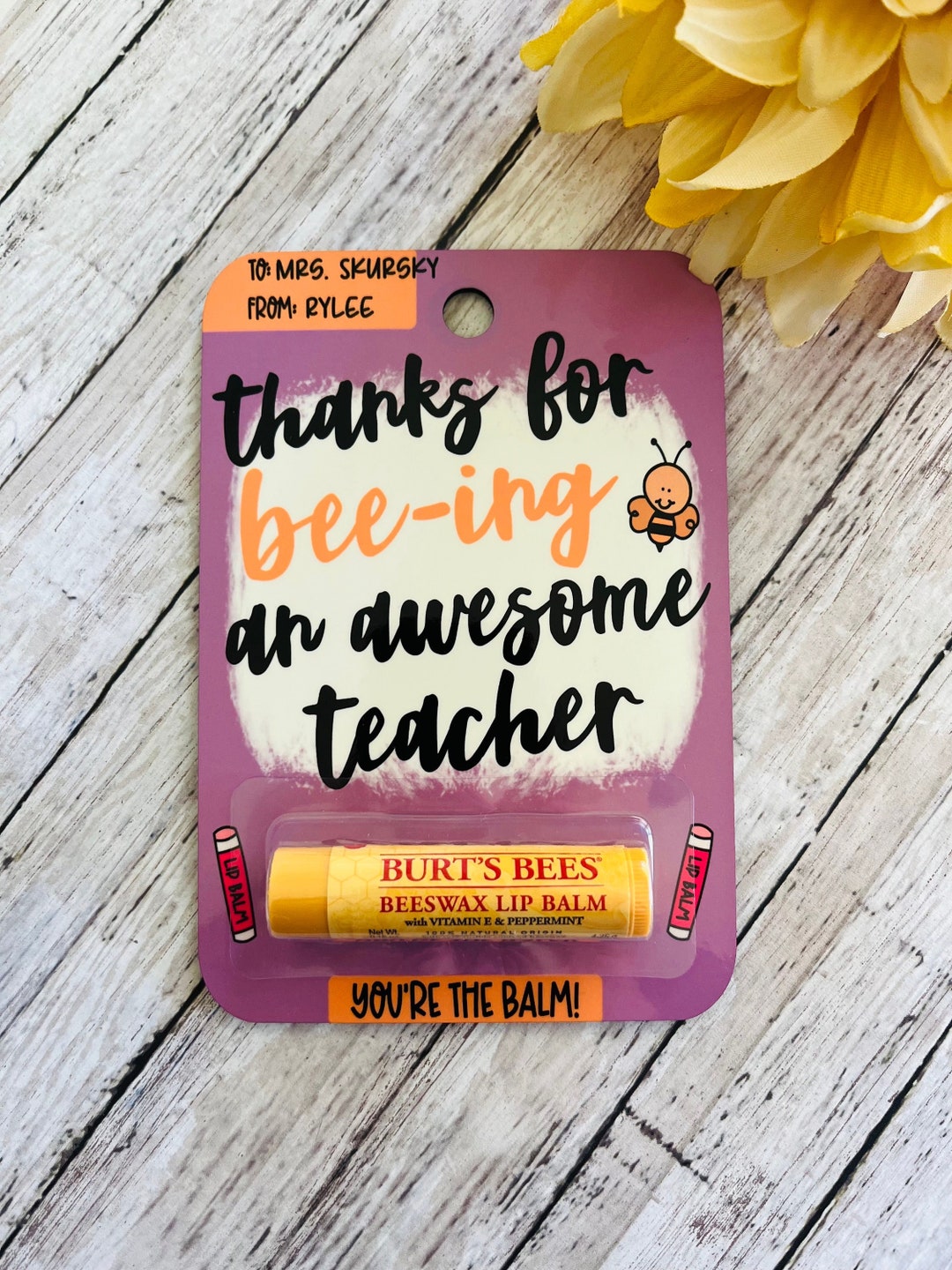 Teacher Lip Balm Gift Card, Lip Balm Teacher Gift, Teacher Gifts ...