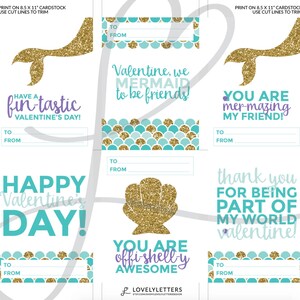 Mermaid Valentine Cards / Girl Valentines Card / DIGITAL / Mermaid ...