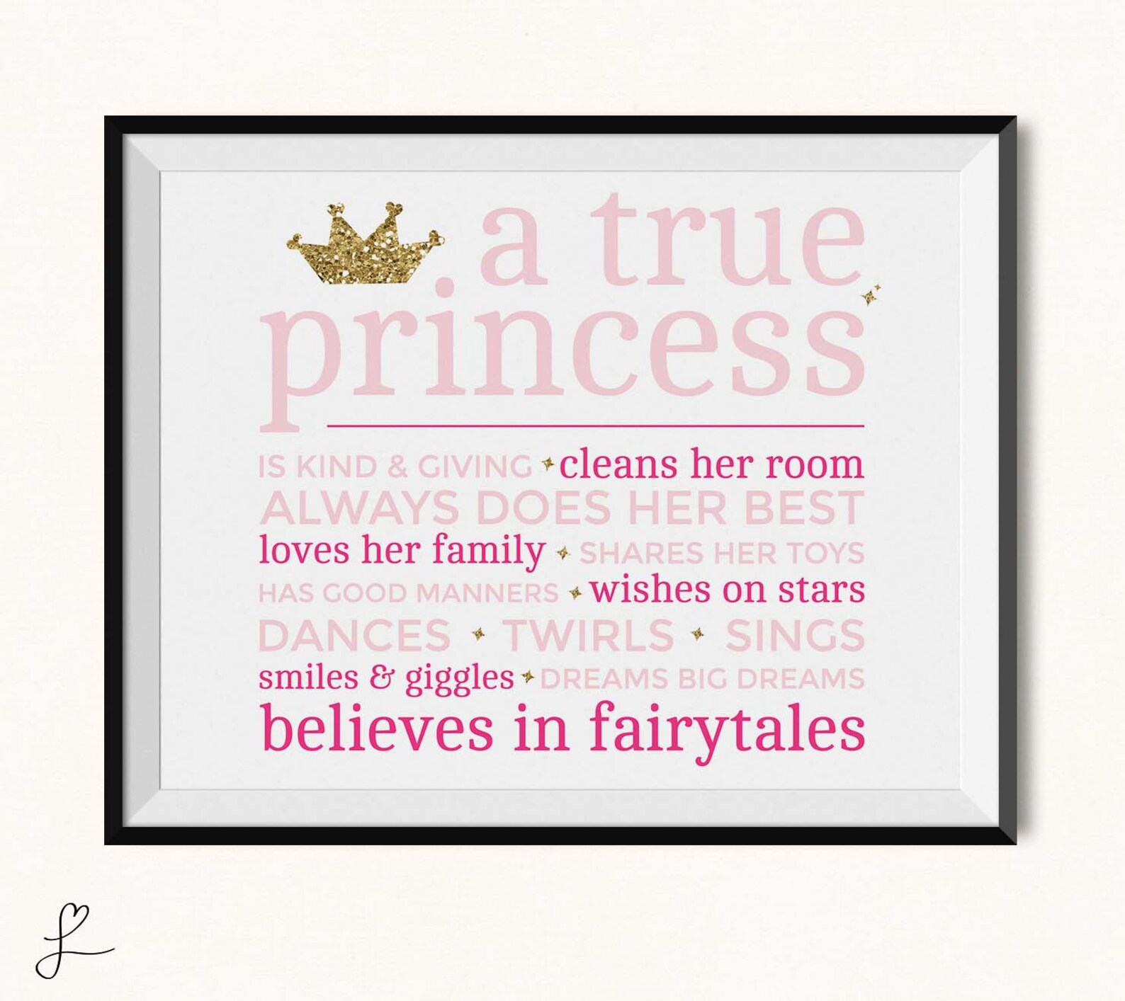 A True Princess Printable / Princess Nursery Decor / DIGITAL / - Etsy