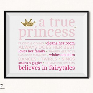 A True Princess Printable / Princess Nursery Decor / DIGITAL / Princess ...