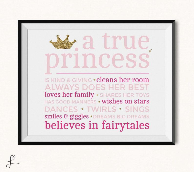 A True Princess Printable / Princess Nursery Decor / DIGITAL / Princess ...
