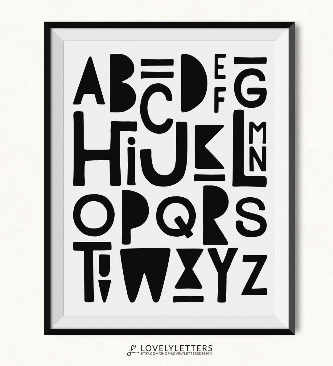 Alphabet Printable / Alphabet Print / DIGITAL / Monochrome Alphabet ...