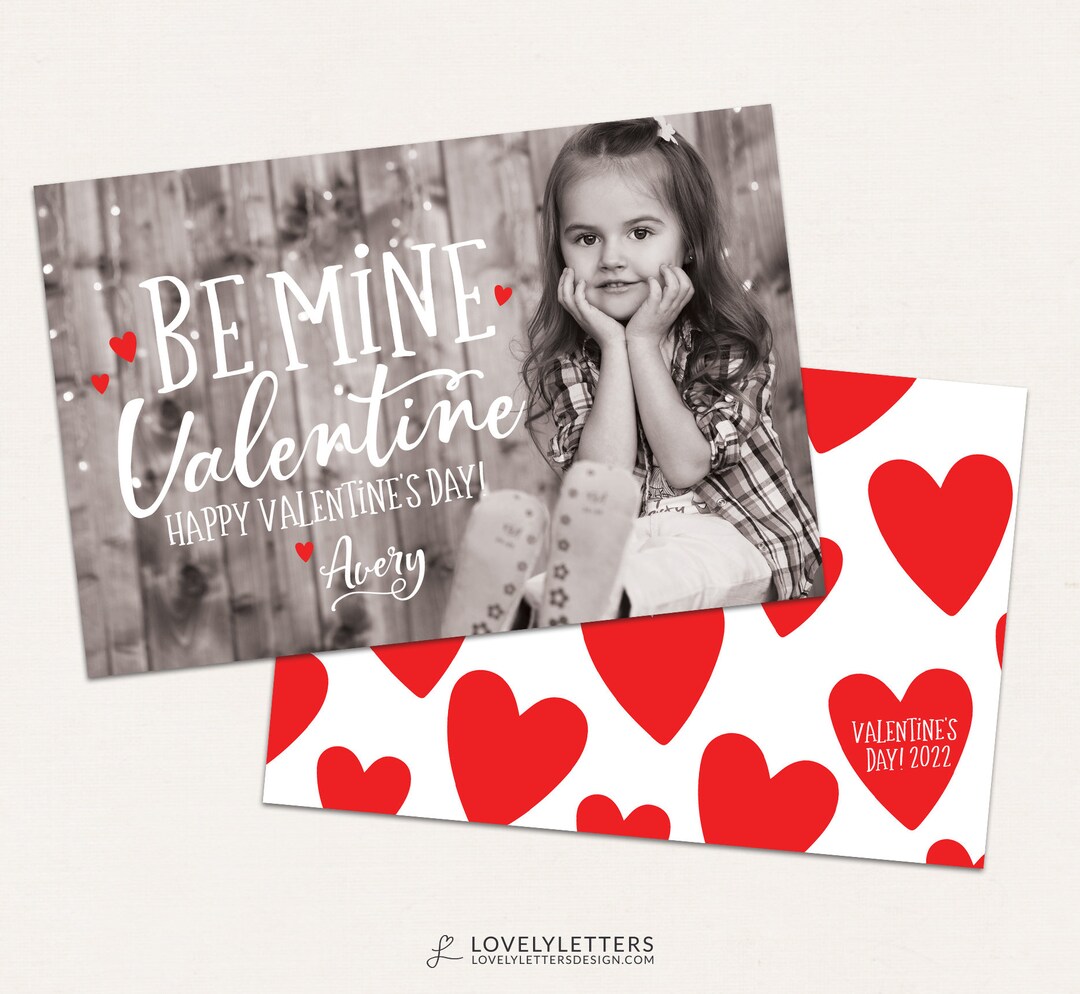 Photo Valentine Cards / Girls Valentines Card / DIGITAL / Be Mine ...