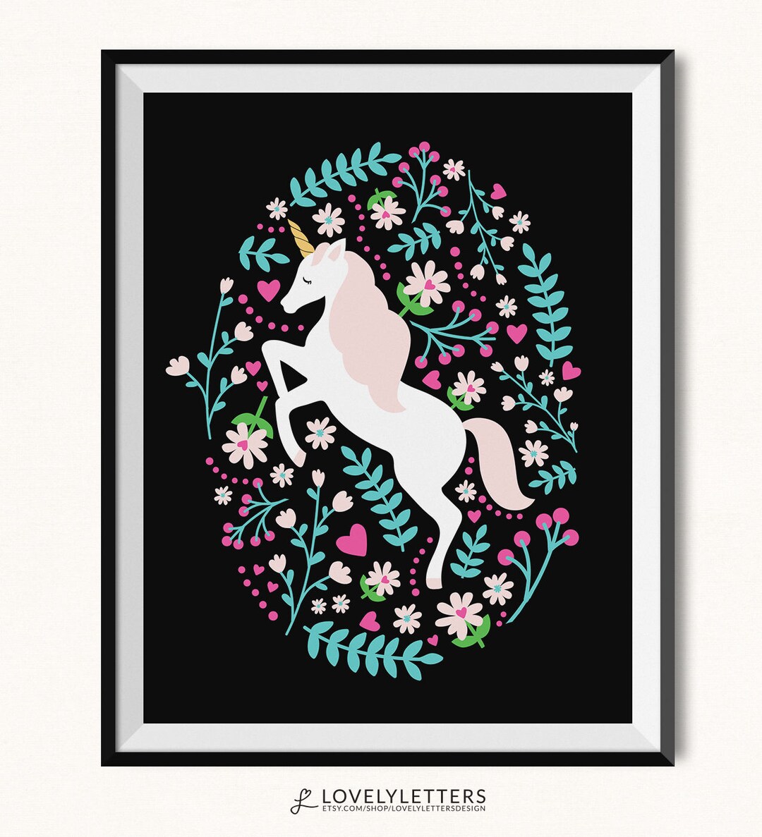 Floral Unicorn Printable / Magical Print / Unicorn Print / Unicorn Wall ...