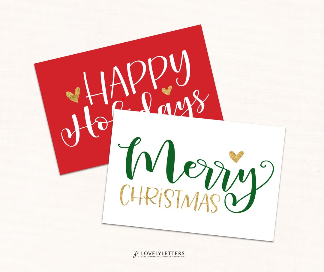 Gold Christmas Gift Tags / DIGITAL / Green & Red Merry Christmas Tag ...