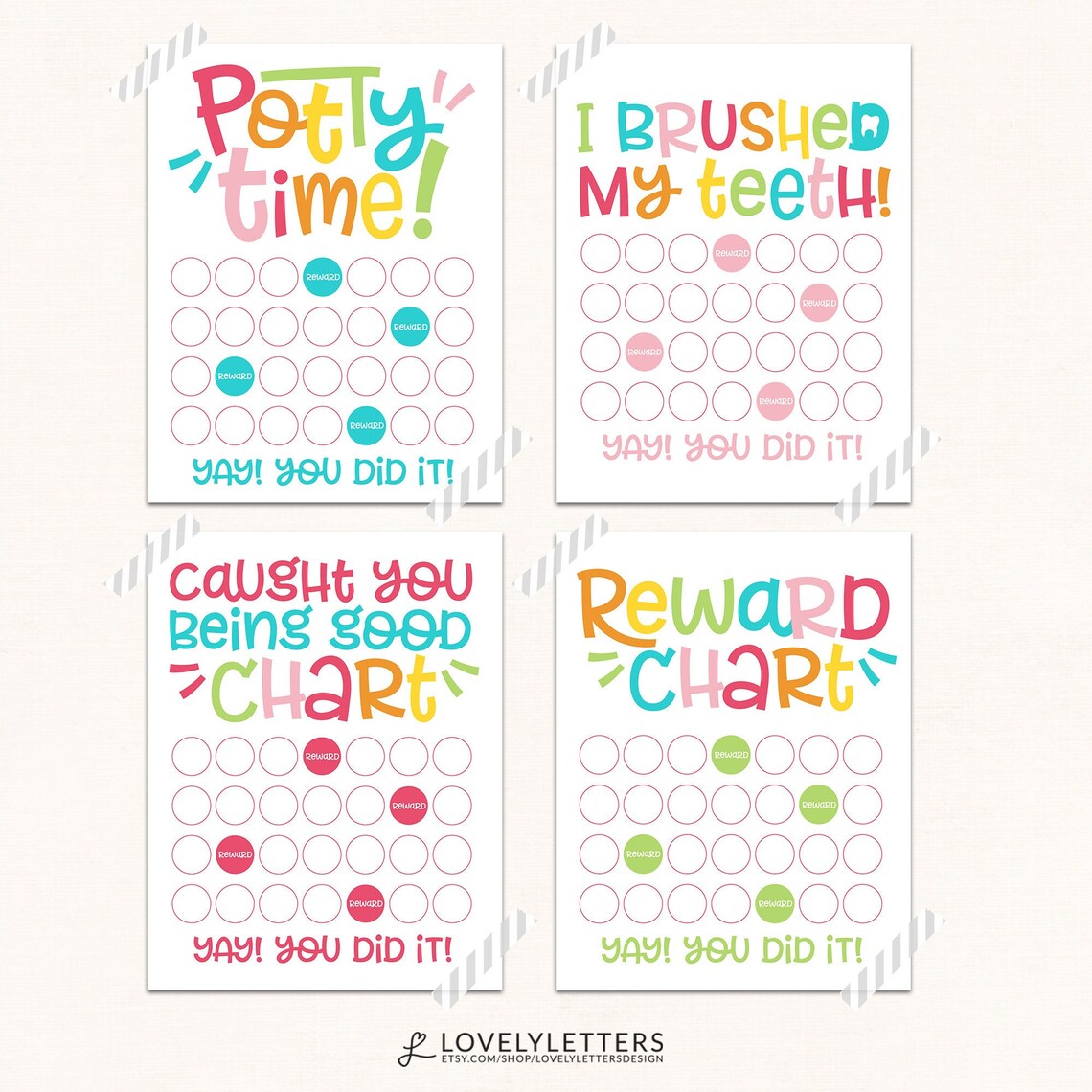 Kids Printable Charts / DIGITAL / Girls Reward Chart / Girls | Etsy