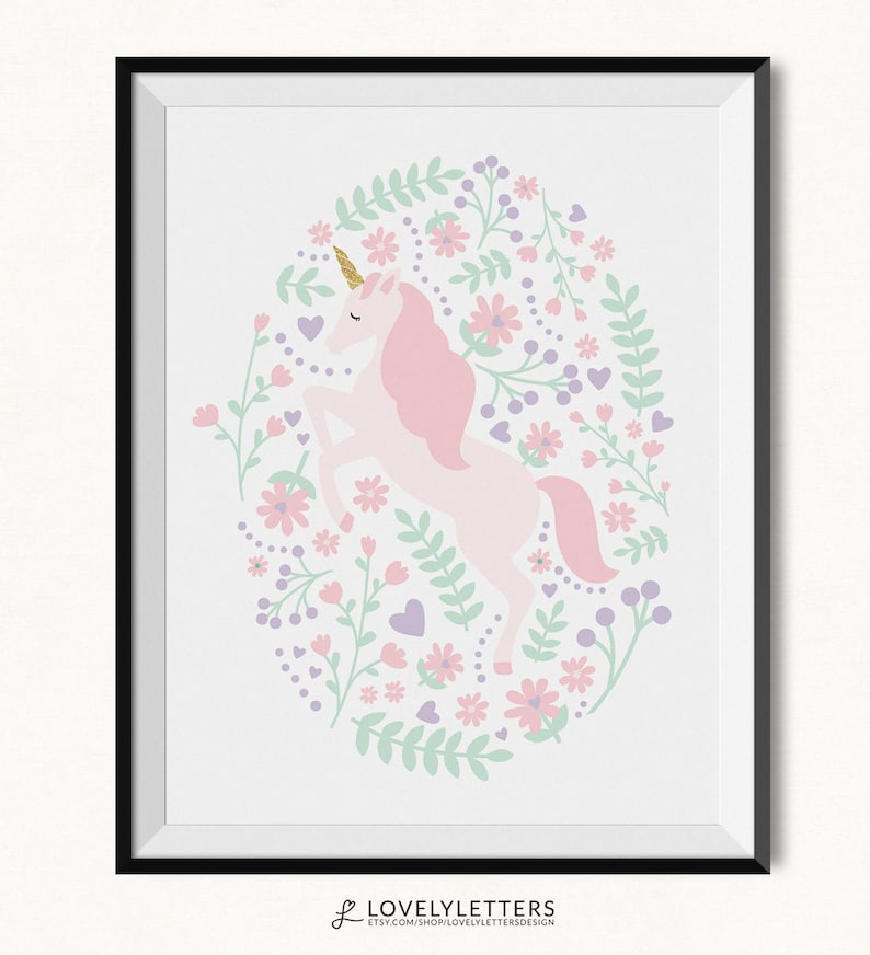 Floral Unicorn Print / Magical Print / Unicorn Printable / - Etsy