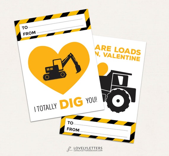Construction Valentine Cards / Boy Valentines Card / DIGITAL - You ...