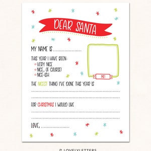 Dear Santa Letter Print / DIGITAL / Dear Santa Printable / - Etsy