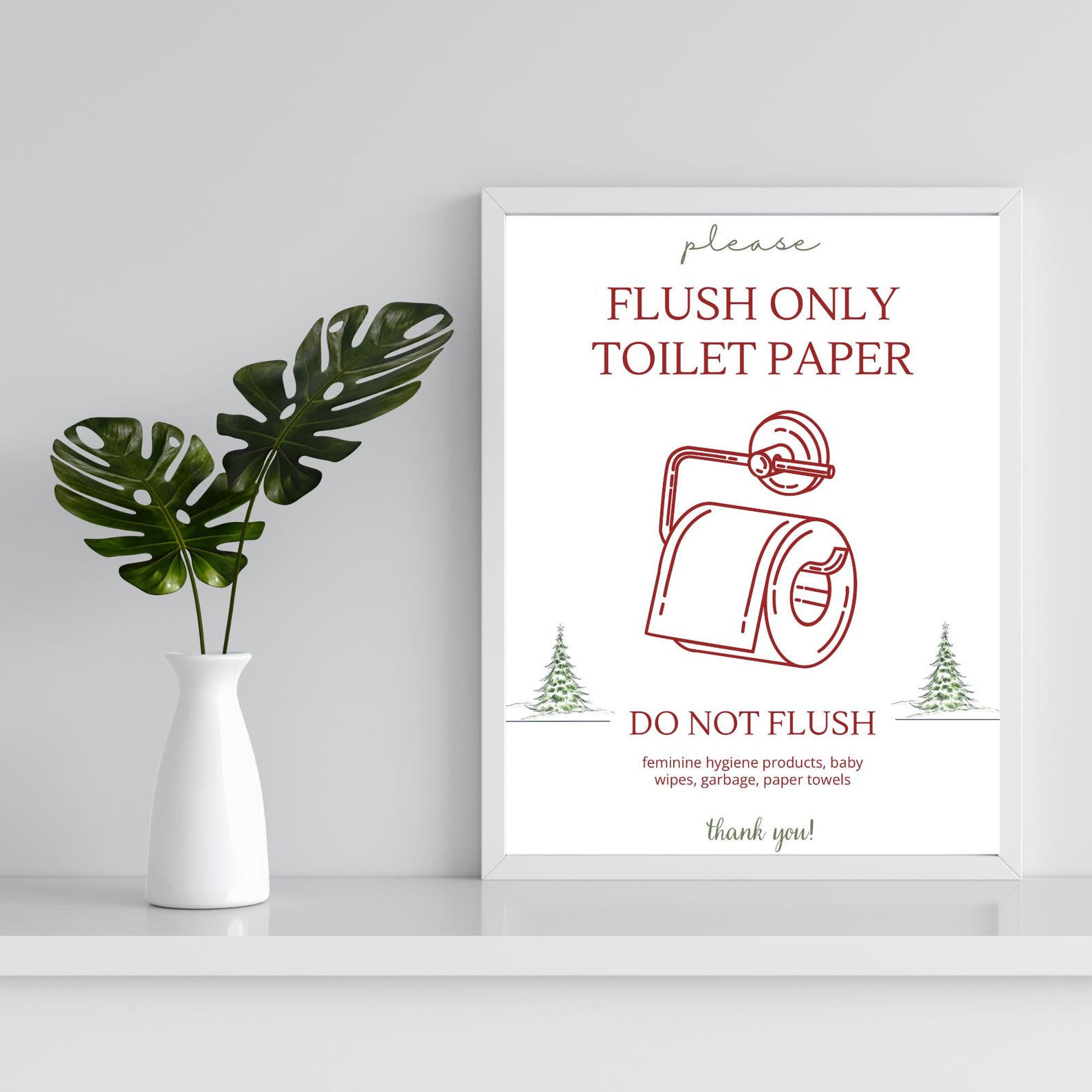 Christmas Bathroom Sign Printable, Bathroom Sign, Airbnb Bathroom Sign ...