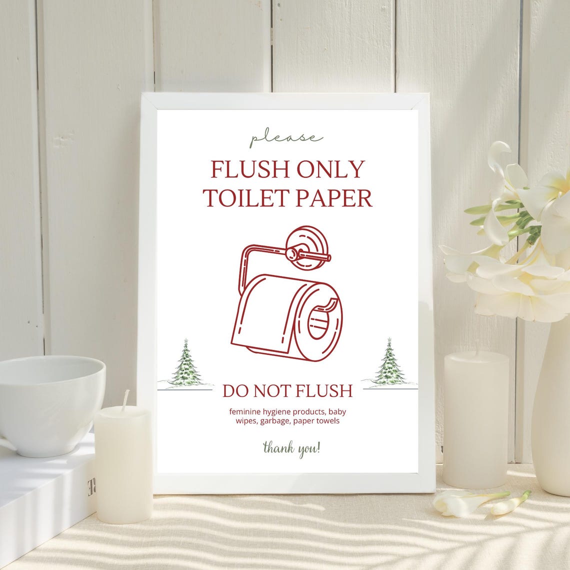 Christmas Bathroom Sign Printable, Bathroom Sign, Airbnb Bathroom Sign ...
