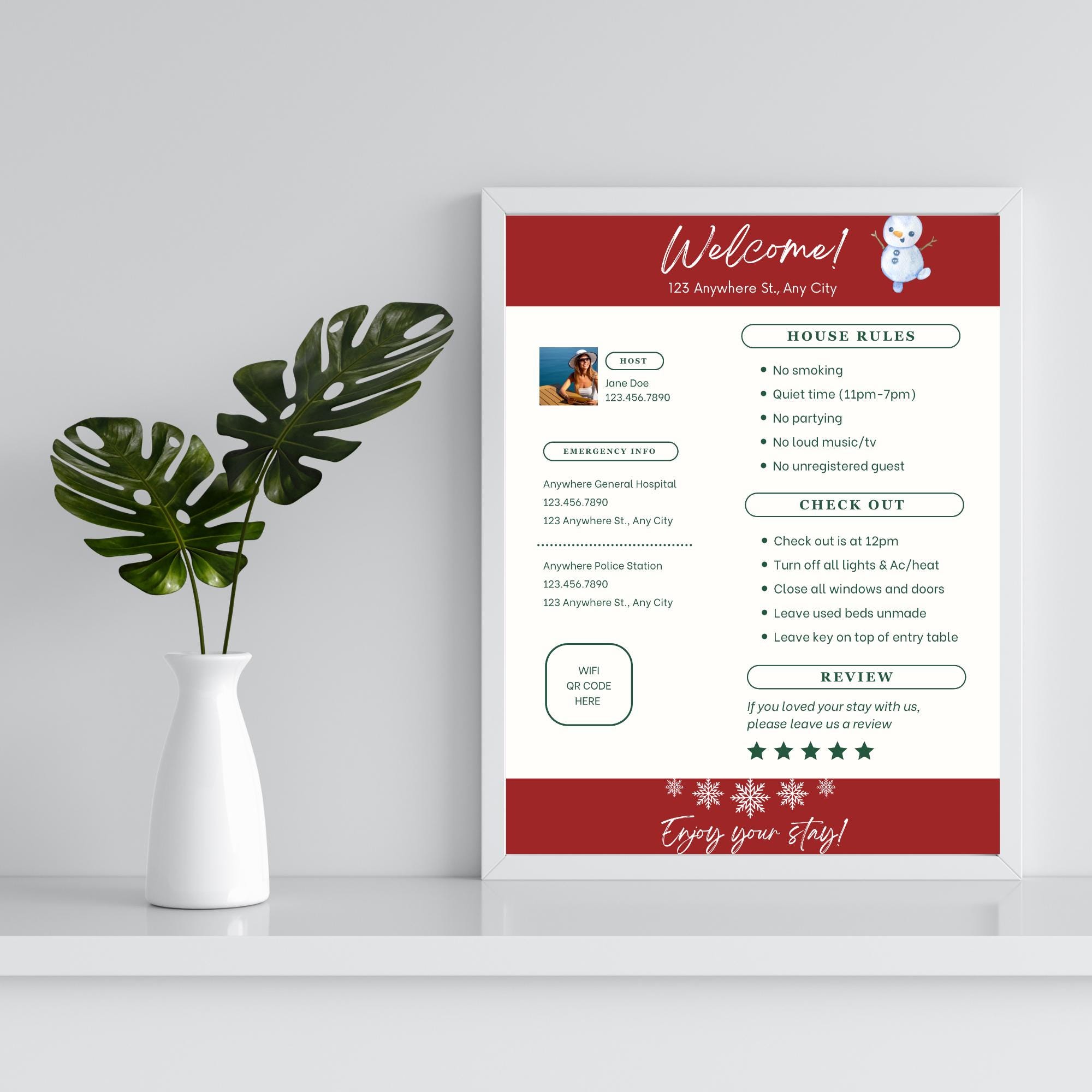 Winter Airbnb House Rules Sign, Christmas House Rules Sign Printable ...