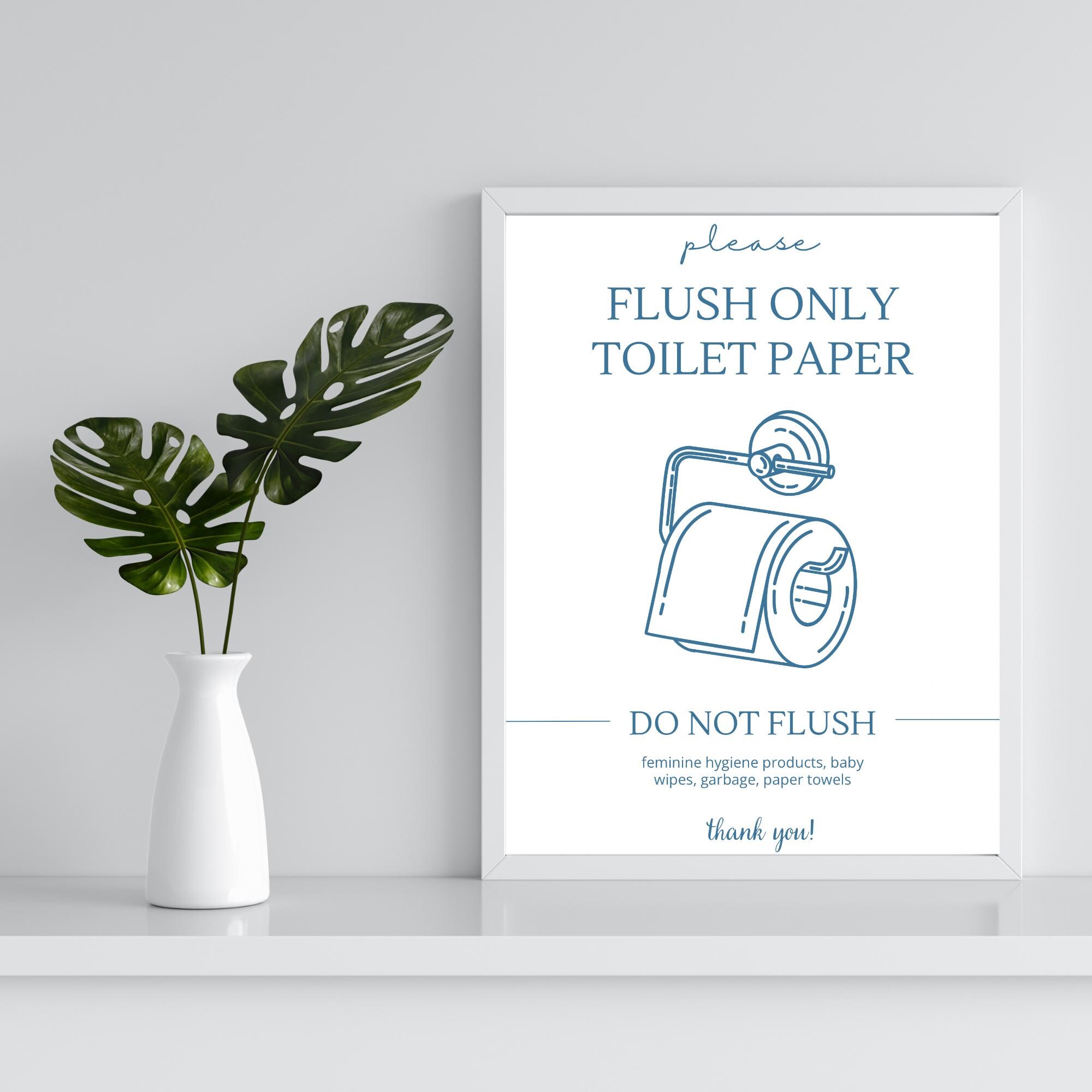 Blue Bathroom Sign Printable, Bathroom Sign, Airbnb Bathroom Sign, Blue ...