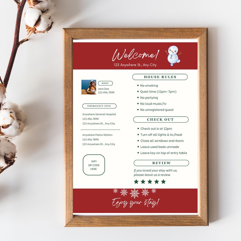 Winter Airbnb House Rules Sign, Christmas House Rules Sign Printable ...