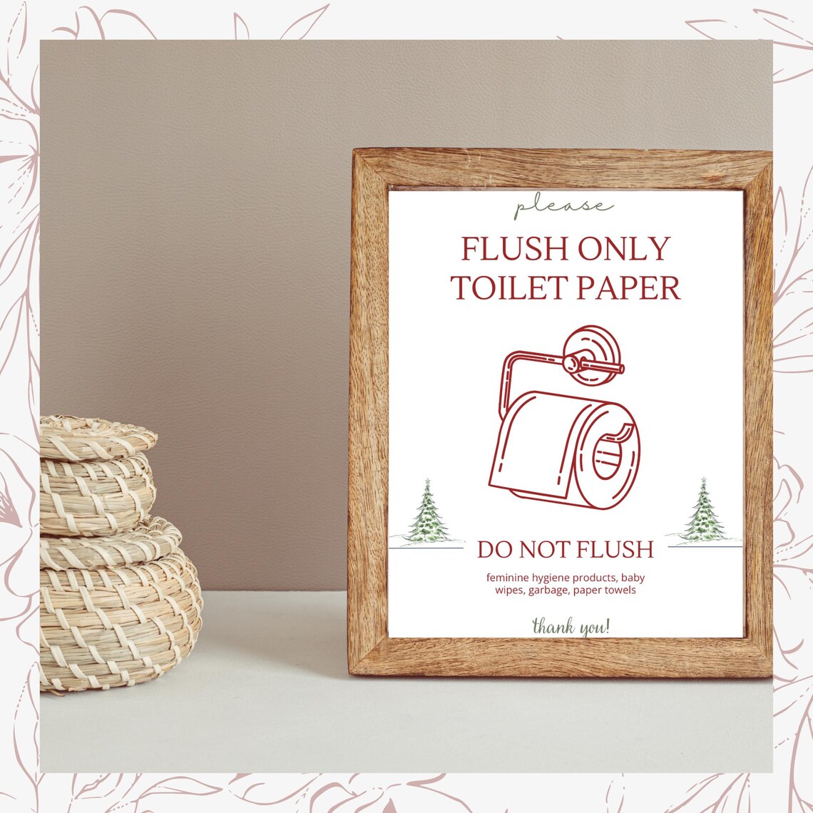Christmas Bathroom Sign Printable, Bathroom Sign, Airbnb Bathroom Sign ...