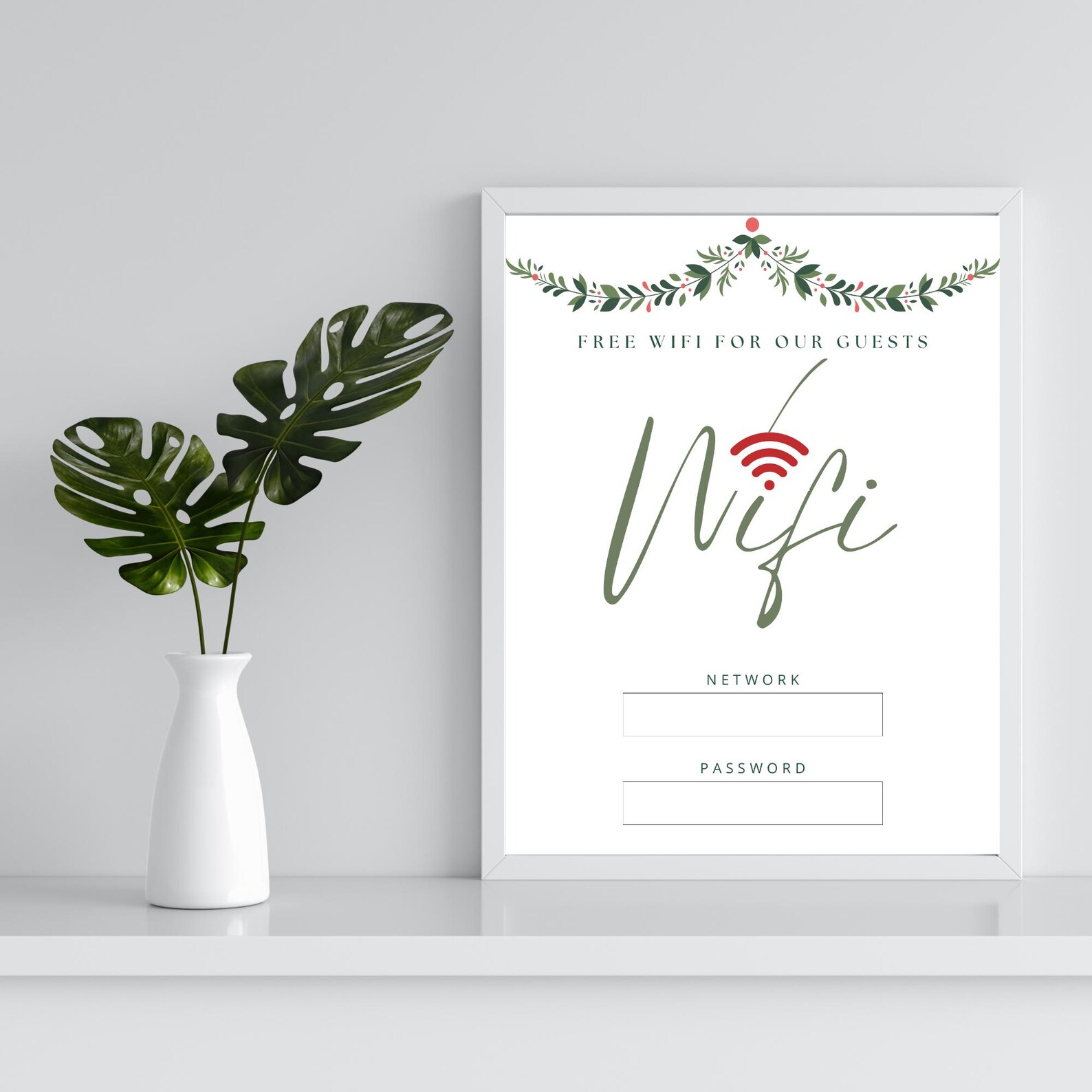 Christmas Wifi Password Sign Printable, Winter Wifi Password, Wifi Sign ...