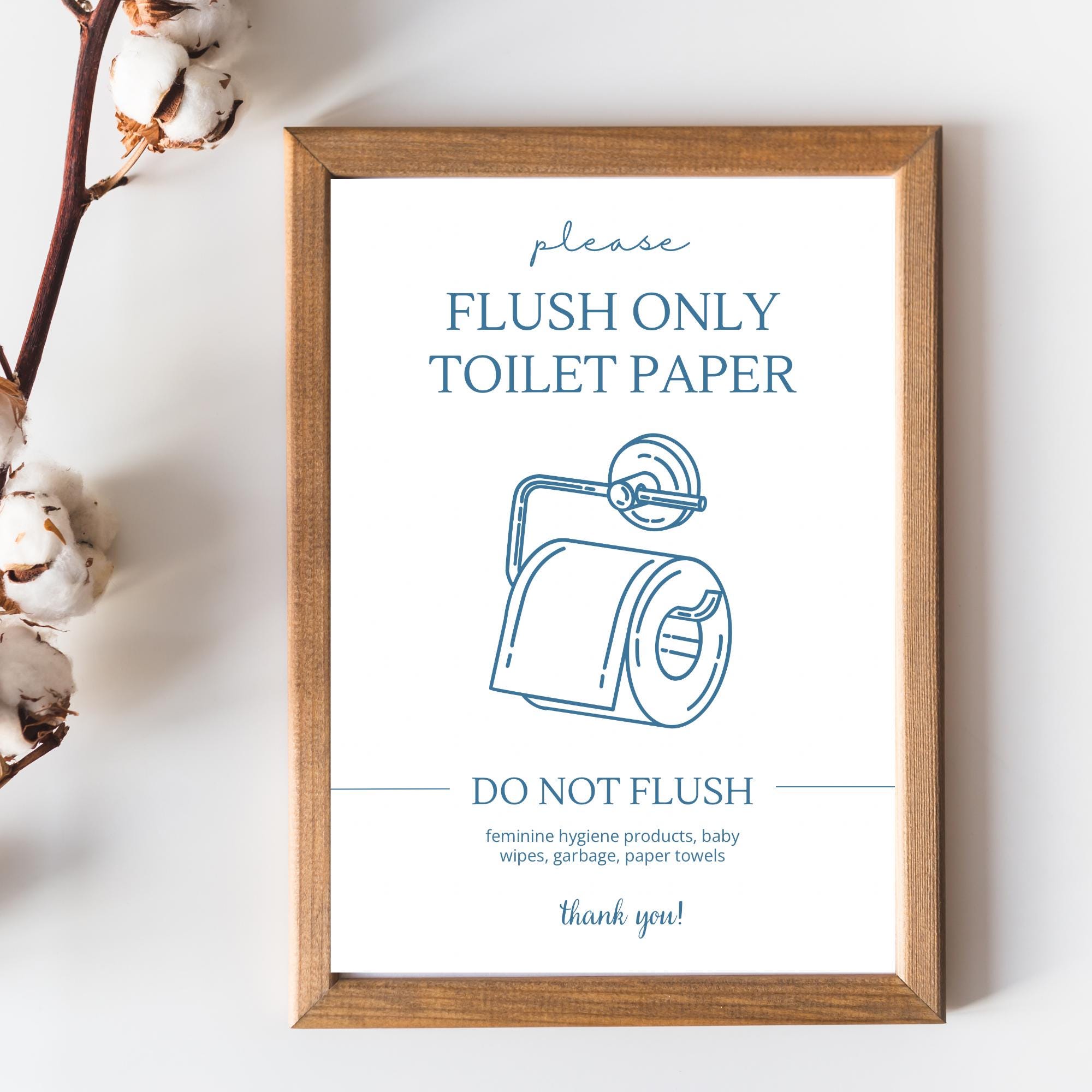 Blue Bathroom Sign Printable, Bathroom Sign, Airbnb Bathroom Sign, Blue ...